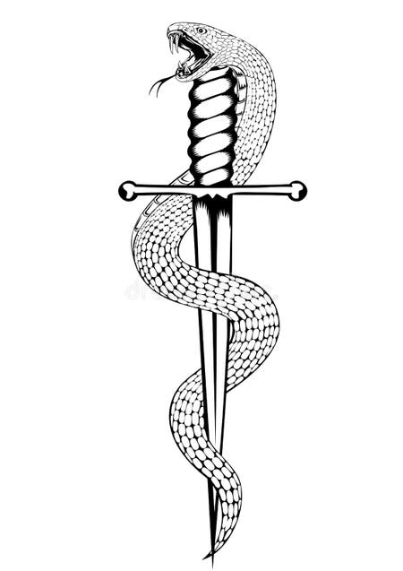 Snake and dagger stock vector. Illustration of reptilian - 24712518