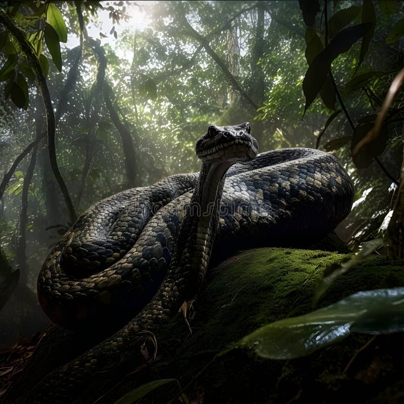 The Snake in Deep Forest Graphic Illustration Stock Illustration ...