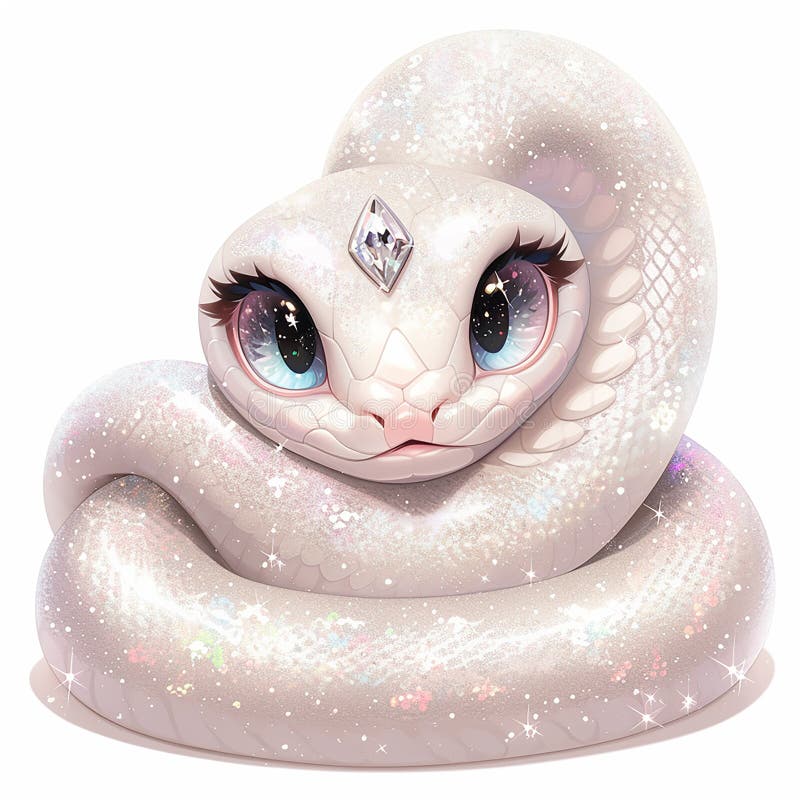 A Snake with a Diamond on Its Head and Blue Eyes. the Snake is Curled ...