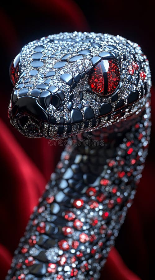 A Snake with a Diamond Pattern on Its Head and Red Eyes Stock Photo ...