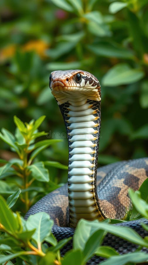 Unique Snake with Striking Patterns and Colors Basking Amidst Lush ...