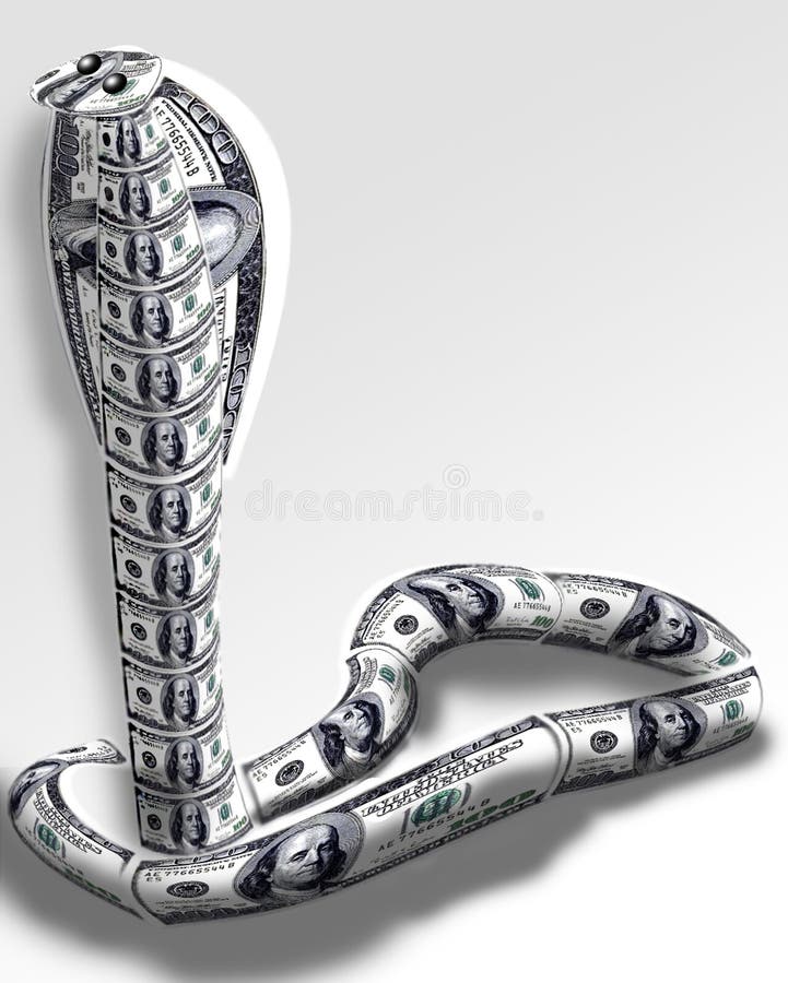 Snake of dollars stock illustration. Illustration of heap - 48701007