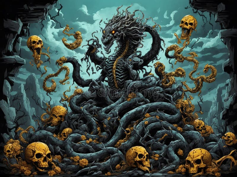 Snake Dragon in the Dungeon, Ai Generated Stock Illustration ...