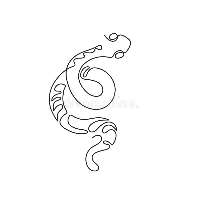 The Snake is Drawn with a Single Line. Continuous Line. Minimalist ...