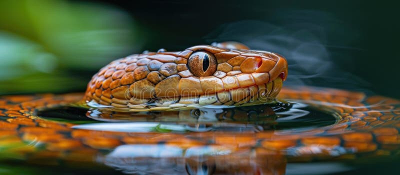 Snake Drinking Water on Pond Surface Stock Photo - Image of environment ...