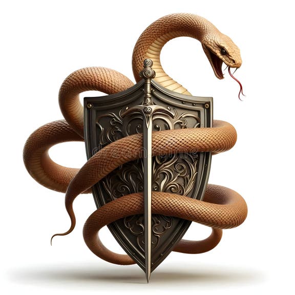 Snake emblem on white stock illustration. Illustration of wood - 379873918