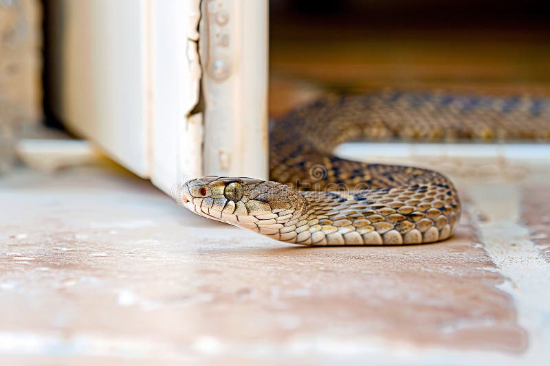 A Snake Entering a Home through an Open Door, Representing Unexpected ...