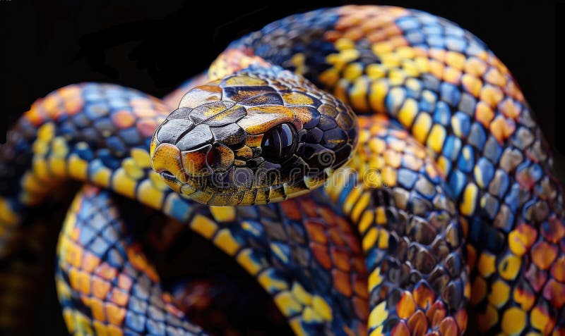 Snake Entwined in Geometric Patterns Stock Illustration - Illustration ...