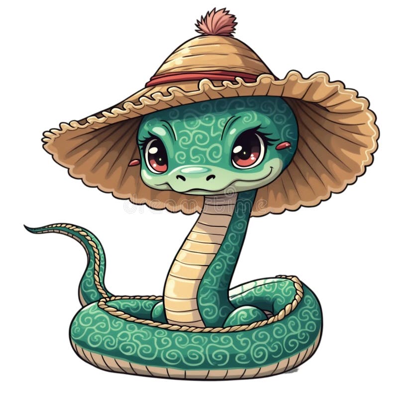 Snake Features Vibrant Green Scales with Swirling Patterns and Large ...