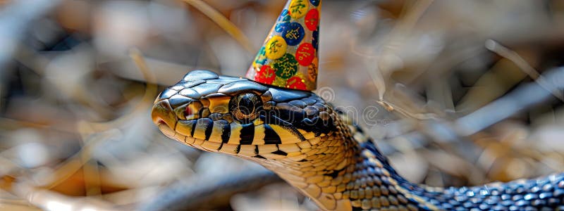 A Snake in a Festive Cone. Selective Focus Stock Illustration ...