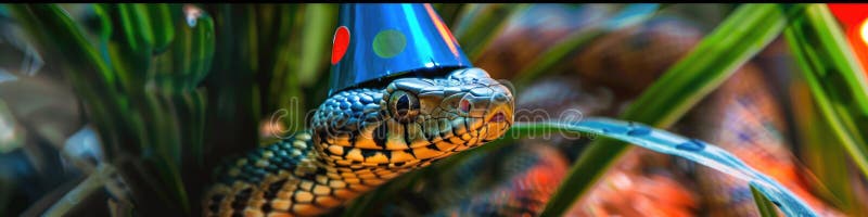 A Snake in a Festive Cone. Selective Focus Stock Illustration ...