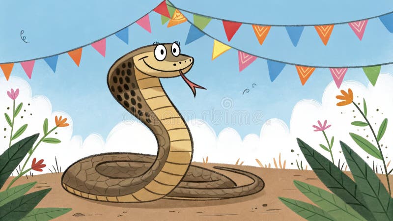 Snake with Festive Flags for Naga Panchami Stock Photo - Image of ...
