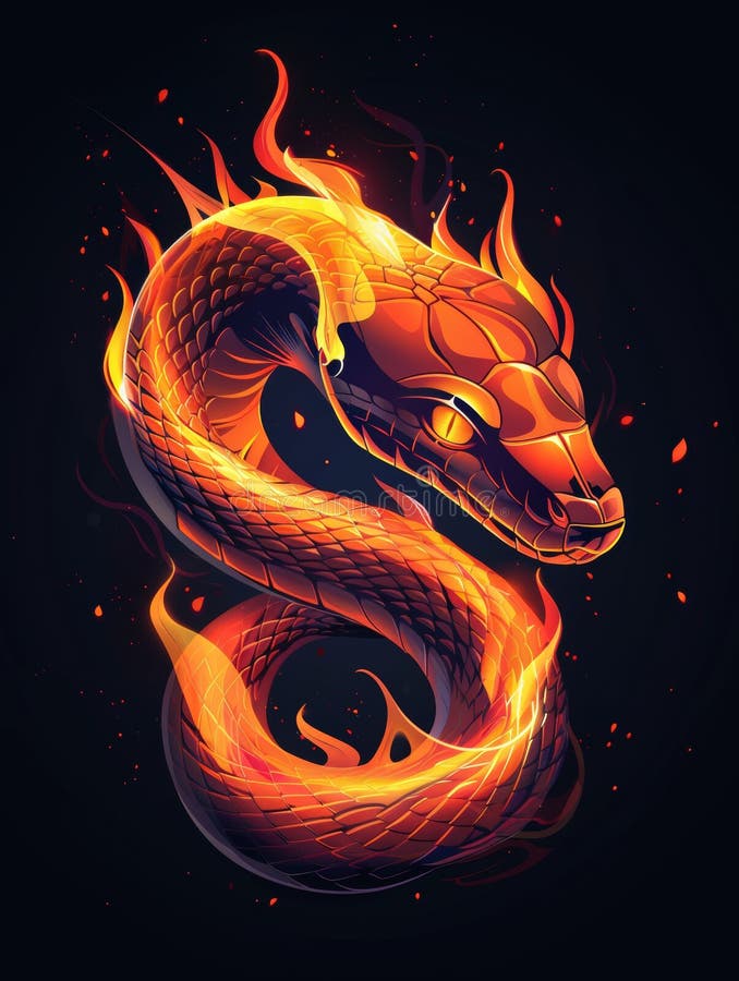 A Snake with Fire Coming Out of Its Mouth, a Magical Creature Made of ...