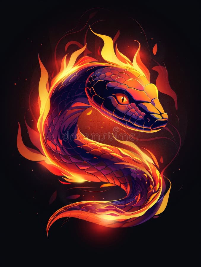 A Snake with Fire Coming Out of Its Mouth, a Magical Creature Made of ...