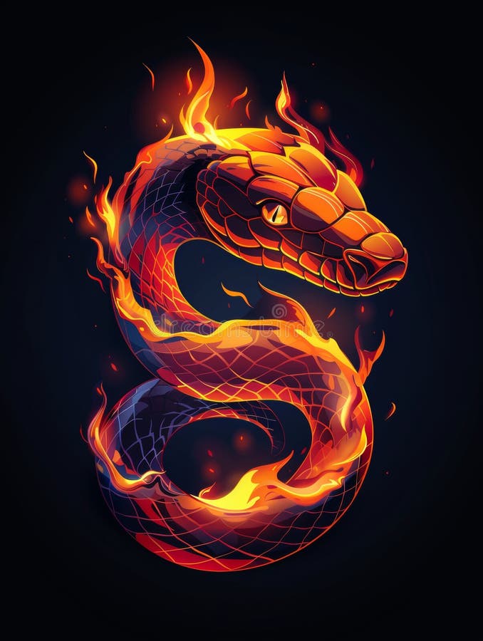 A Snake with Fire on it S Head, a Magical Creature Made of Fire Stock ...