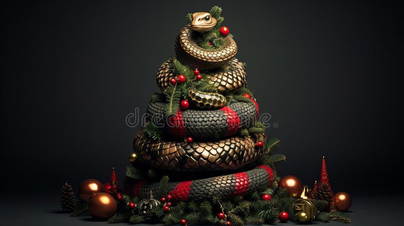 Snake in the Form of a Christmas Tree Stock Illustration - Illustration ...
