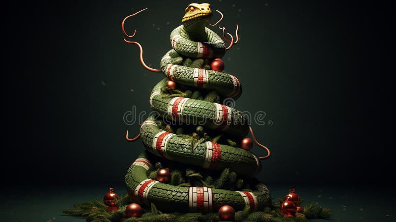 Snake in the Form of a Christmas Tree Stock Illustration - Illustration ...