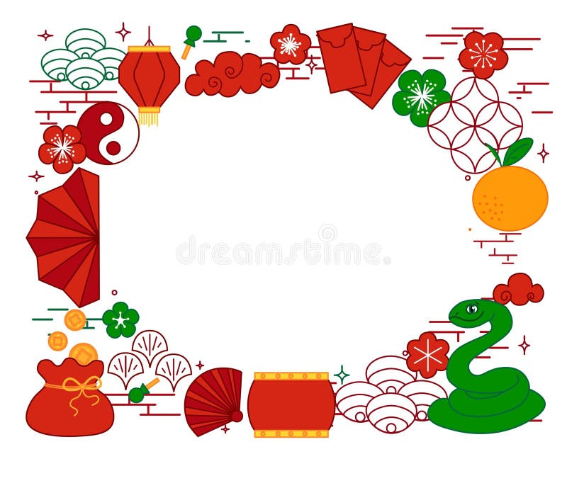 Green Snake, Chinese New Year or Lantern Festival Greeting Card ...