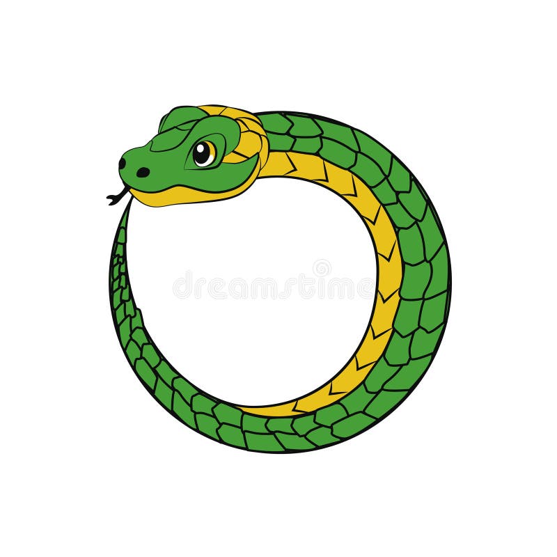 Snake Frame. Cartoon Green Snake Curled in a Ring Stock Vector ...