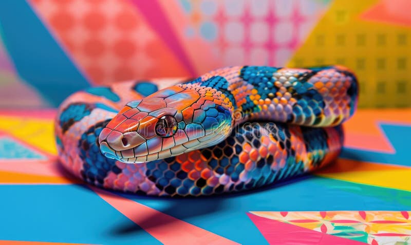 Snake with Geometric Shapes Stock Illustration - Illustration of venom ...