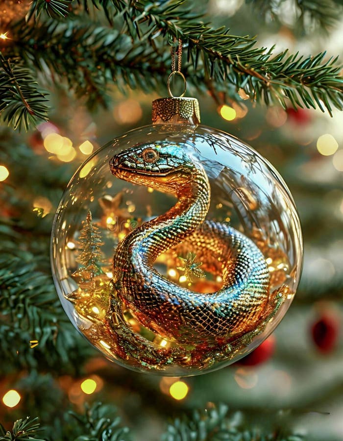 Snake in a Glass Ball on Christmas Tree Stock Illustration ...
