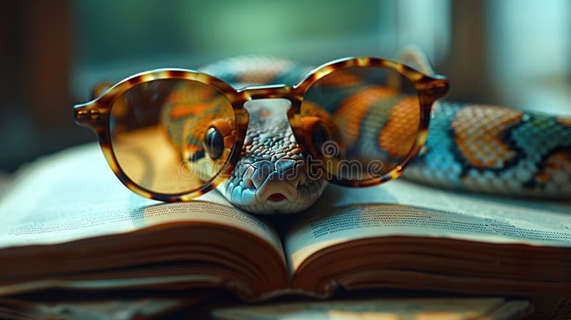 A Snake Reading a Book stock illustration. Illustration of nature ...