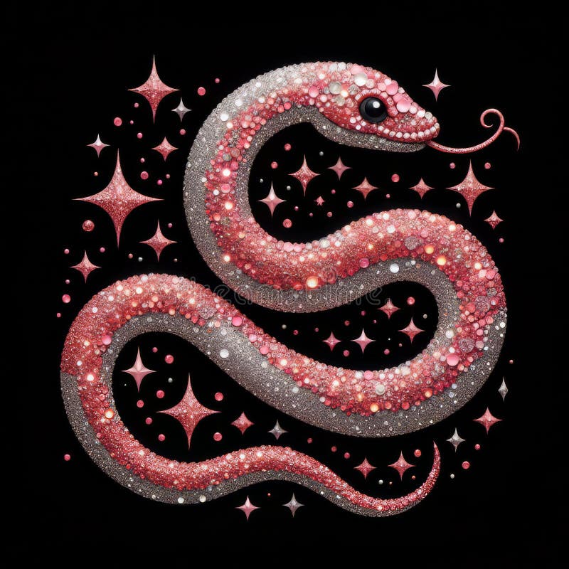 A Snake with Glittery Stars on it Stock Photo - Image of animal, white ...