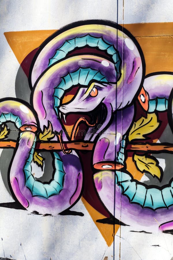 Snake graffiti editorial photo. Image of background, december - 85569691