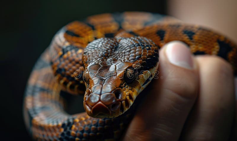 Snake on human hand stock illustration. Illustration of scale - 320066887