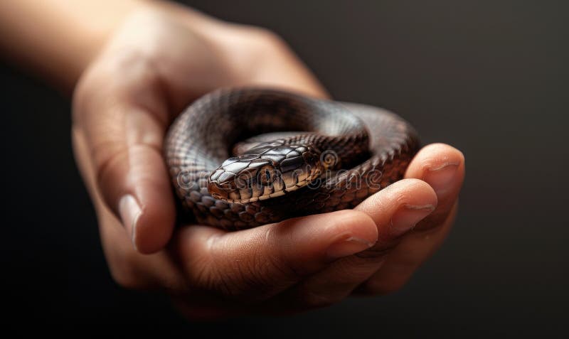 Snake on human hand stock illustration. Illustration of asia - 320066994