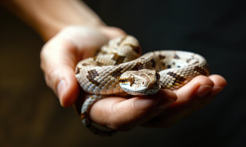 Snake on human hand stock illustration. Illustration of wild - 320066804