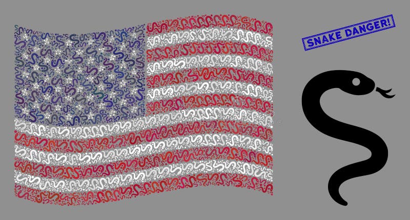 United States Flag Stylized Composition of Snake and Scratched Snake ...