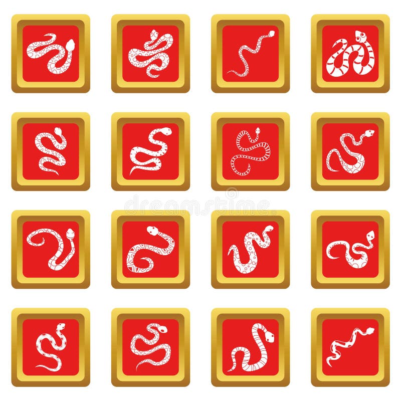 Snake icons set red stock vector. Illustration of design - 98000044