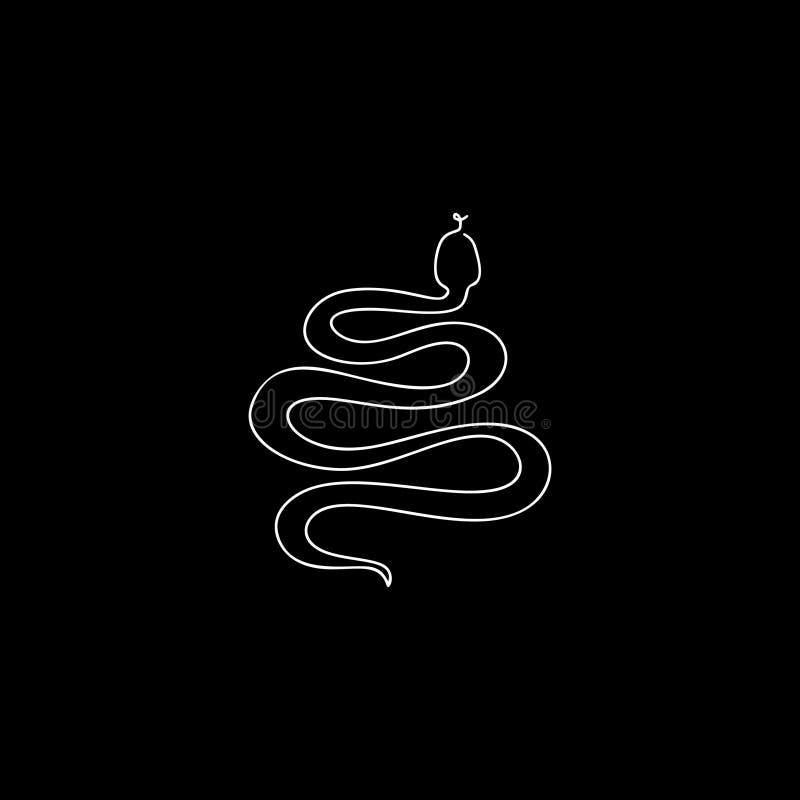 Snake Illustration in Line Art Style Isolated on Black Stock Vector ...
