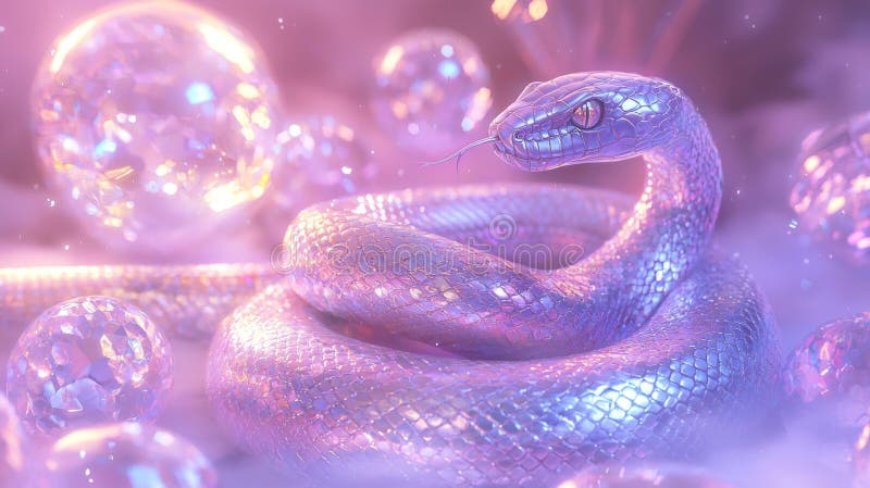 Snake with Iridescent Scales is Lying on a Mysterious Surface ...