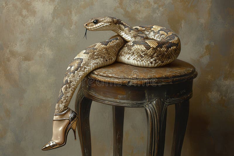 Snake with Legs and High Heels Sitting on a Stool Stock Photo - Image ...
