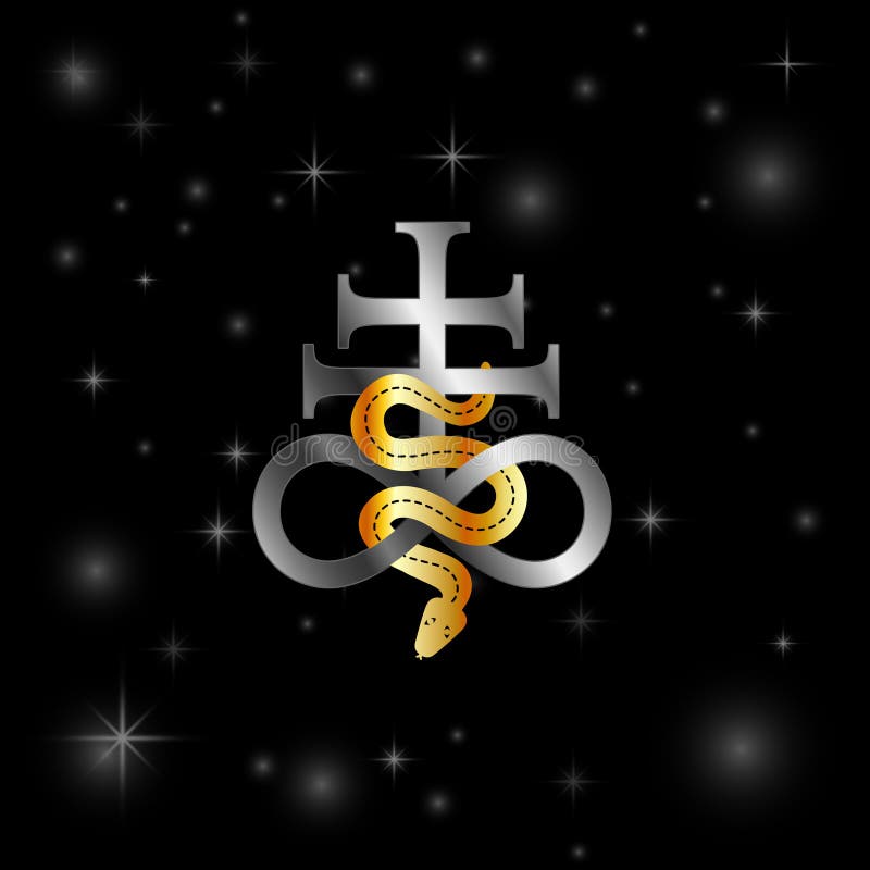 Snake and the Leviathan Cross Alchemy Symbol Stock Vector ...