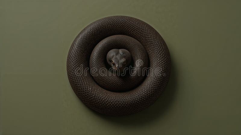 Snake-like Form Coiled in a Perfect Spiral, Head Emerging from the ...