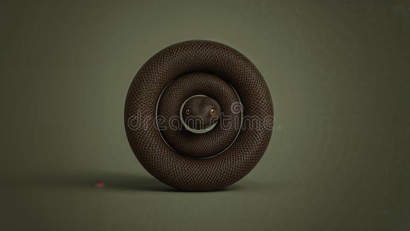 Snake-like Form Coiled in a Perfect Spiral, Head Emerging from the ...