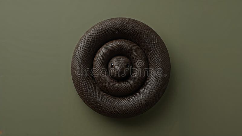 Snake-like Form Coiled in a Perfect Spiral, Head Emerging from the ...