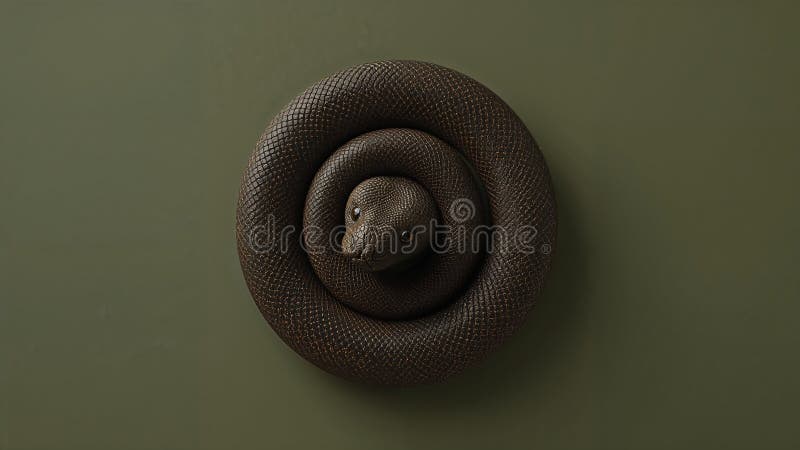 Snake-like Form Coiled in a Perfect Spiral, Head Emerging from the ...