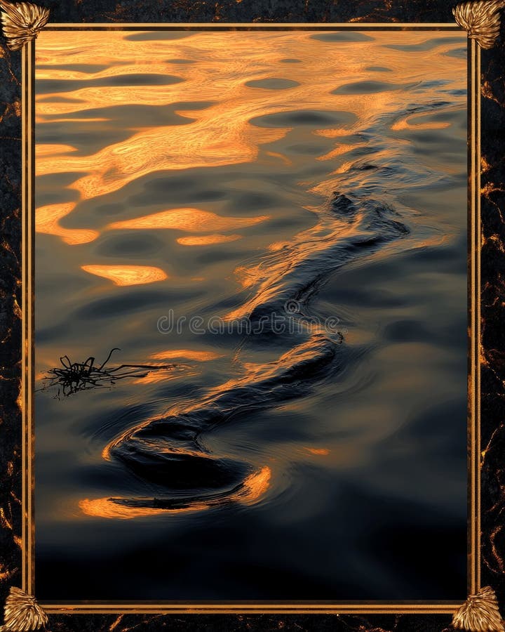Snake-like Shape in Golden Sunset Reflection Stock Illustration ...