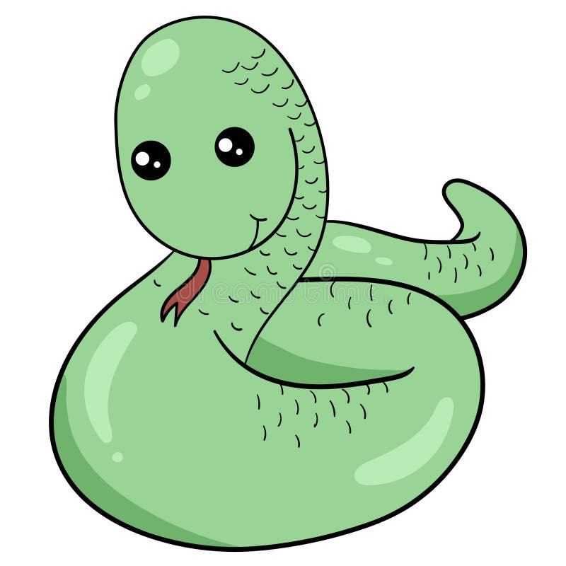 Cute Snake Line Art Cartoon Vector Stock Vector - Illustration of ...
