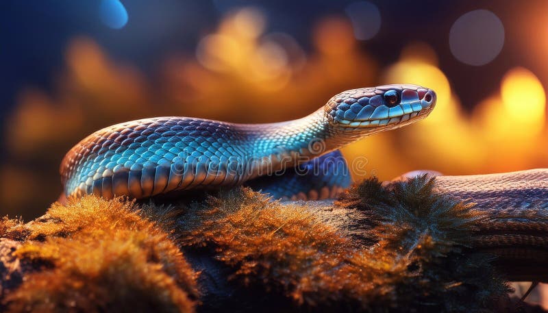 A snake on the tree stock illustration. Illustration of herpetology - 345358002