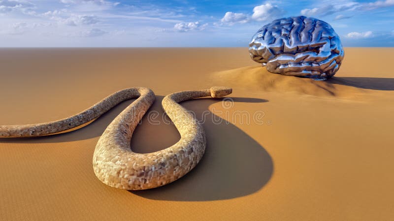 Snake and Mind - Creative Concept 3 Rendering Stock Photo - Image of ...