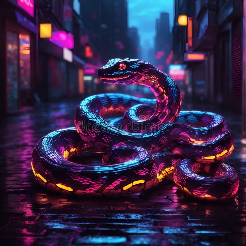 Snake in Neon Colors. Neon-Colored Snake. Stock Illustration ...
