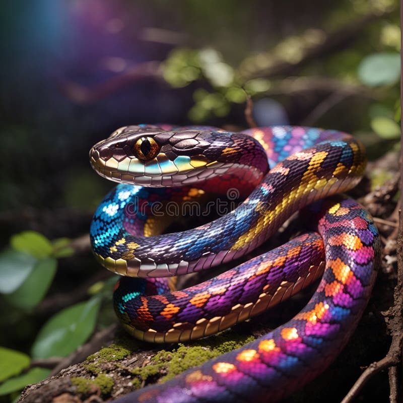 Snake in Neon Colors. Neon-Colored Snake. Stock Illustration ...