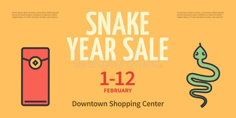 Snake New Year Sale Concept Horizontal Invitation Placard Poster Banner ...