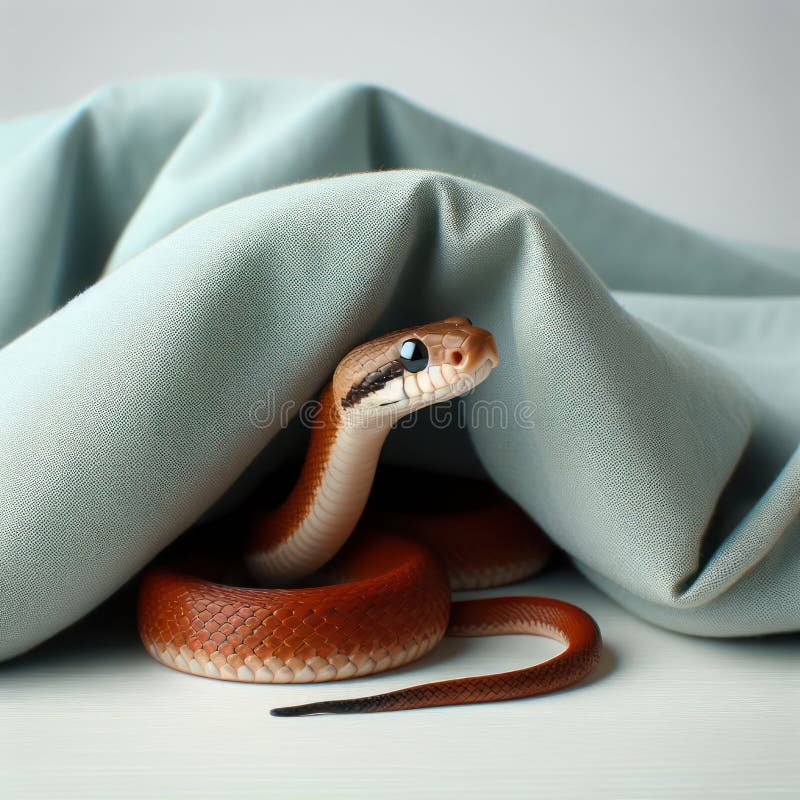 A Snake Peeking Out from Under the Blanket. Stock Illustration ...