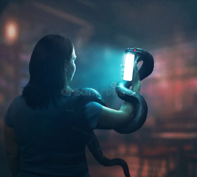 Snake on a Phone stock illustration. Illustration of danger - 296465111